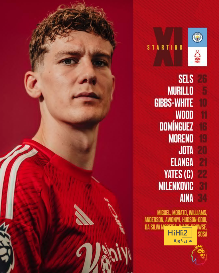 اخبارك نت | تشكيلة مانشستر سيتي الرسمية لمواجهة نوتنغهام فورست